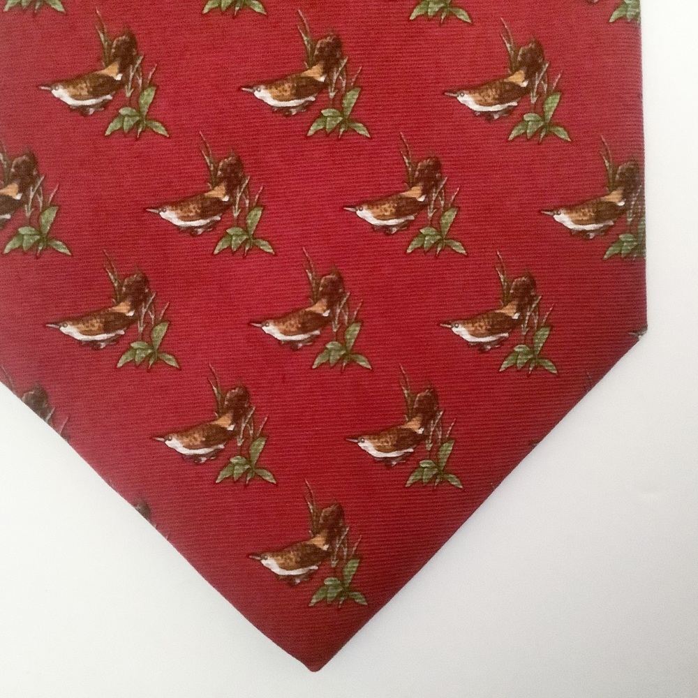 National Audubon Society Deep Red Bird Necktie - Gem